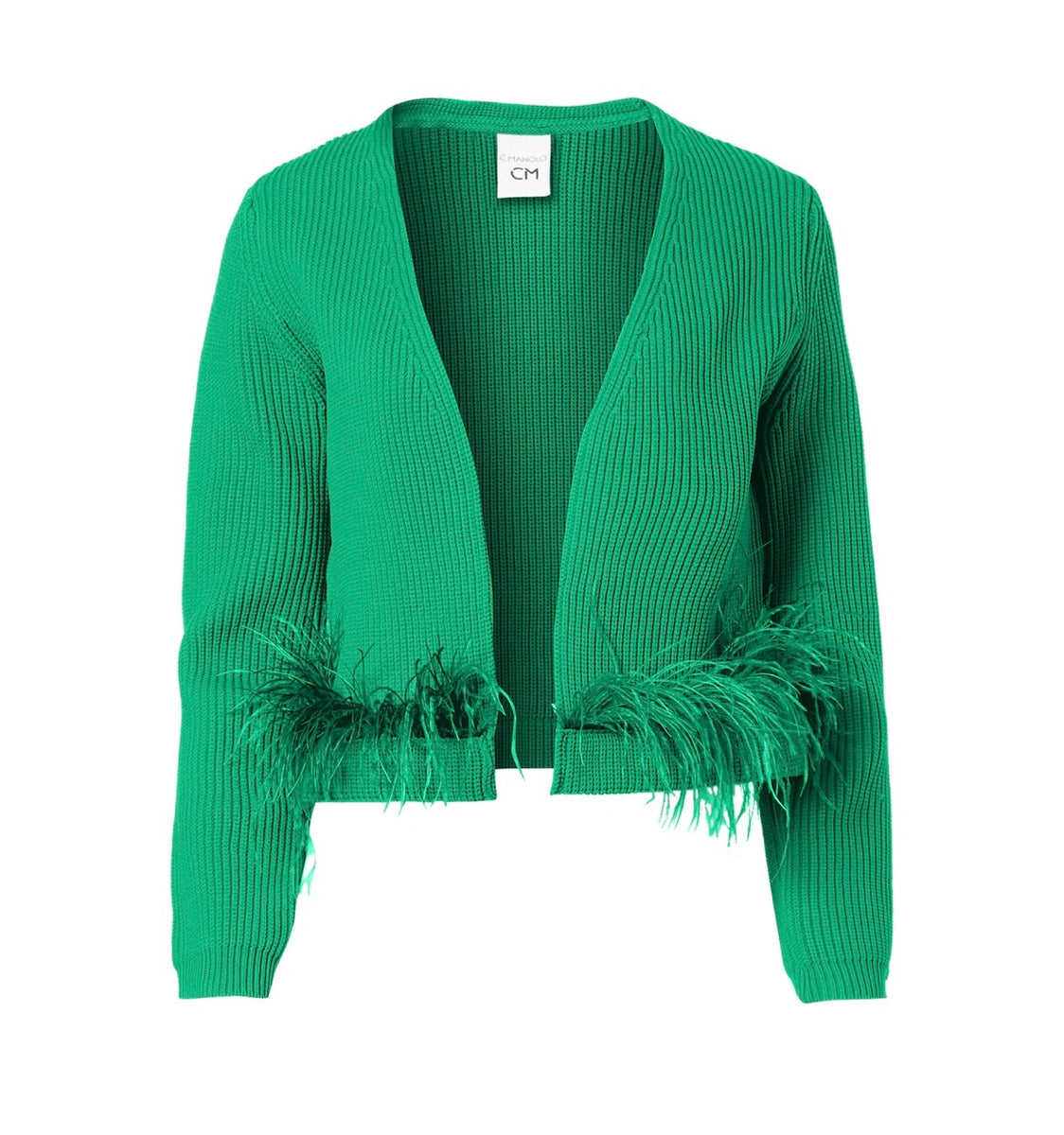 KNIT JACKET WITH FEATHERS - GREEN – PORTES OF GREECE